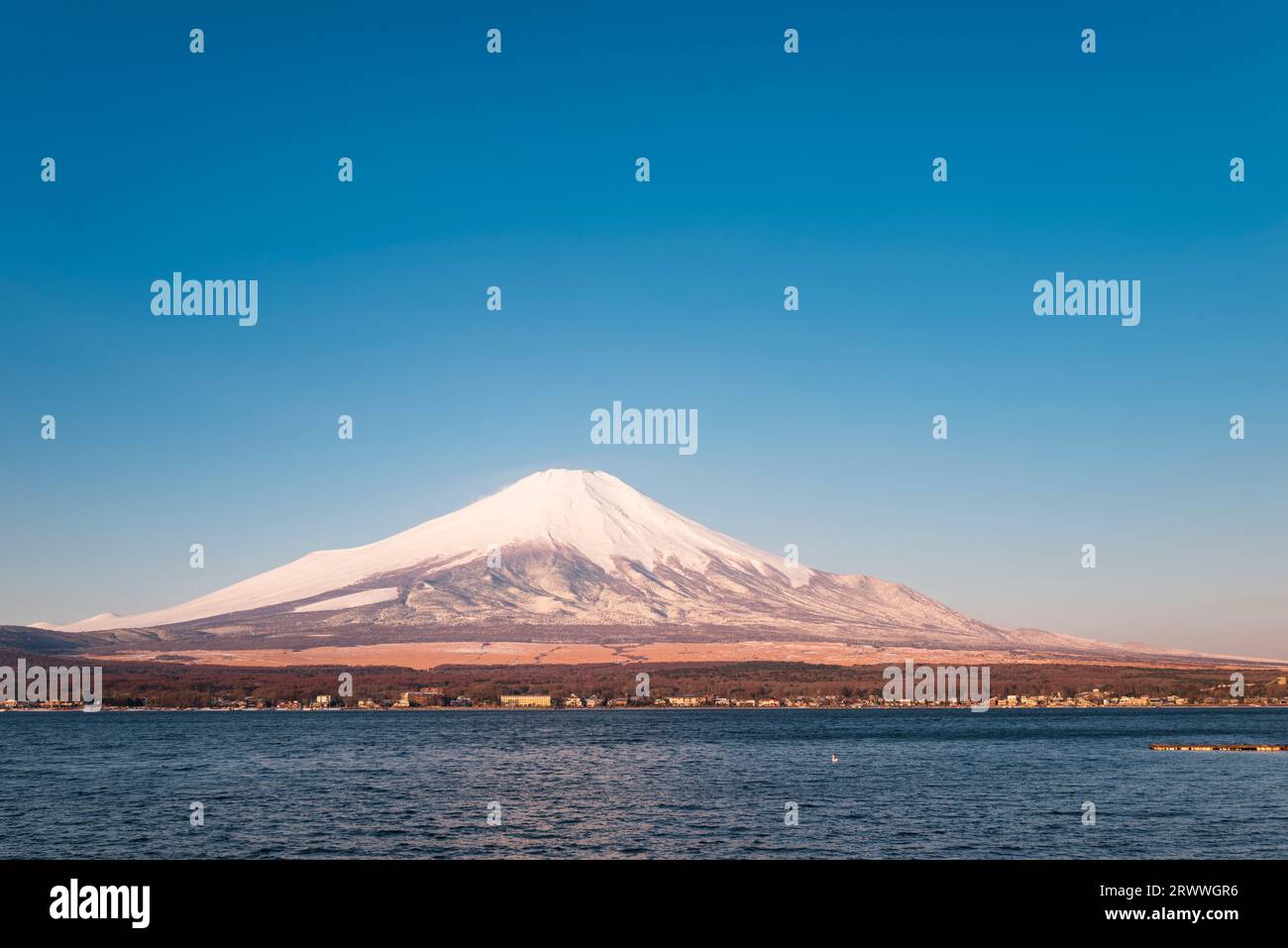 Snow-capped Mt. Fuji seen from Yamanakako Lake Stock Photo - Alamy