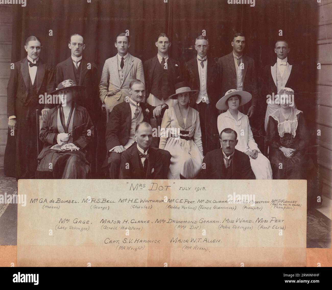 Cast photograph of "Mrs Dot", performed at Naini Tal 1-3 July 1918 ...