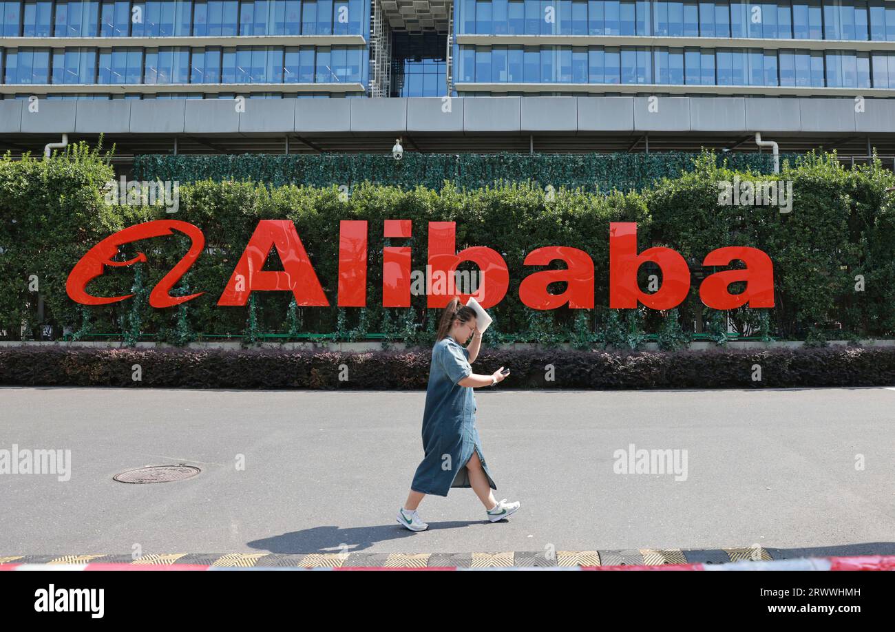 A logo of Alibaba Group Holding Limited is seen at its headquarter in ...