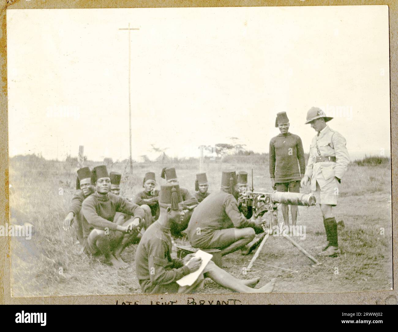 One of a series of three photographs of WW1 soldiers in locations ...