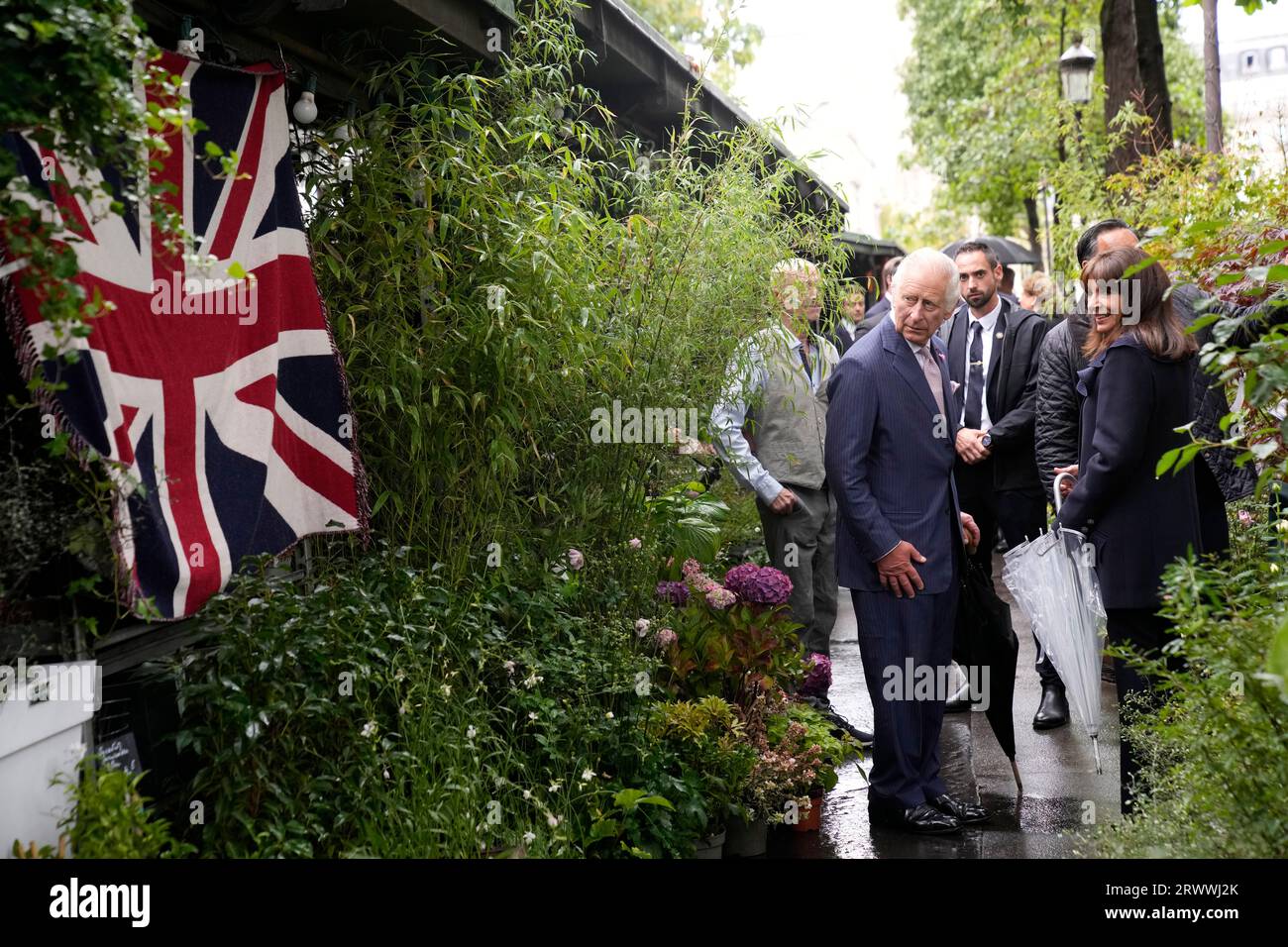 Britain's King Charles III visits the Flower Market with Paris mayor ...