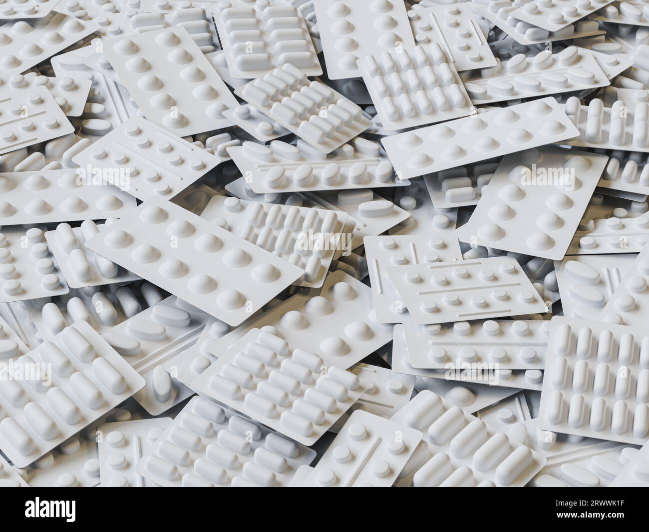 Big heap of various pills and tablets packs and blisters. High quality ...