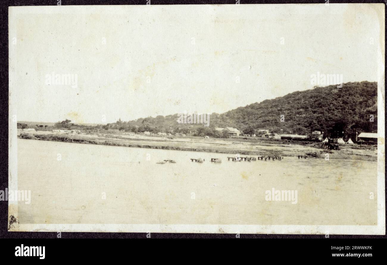 View down onto the Umgeni River. The supporting structures of the ...