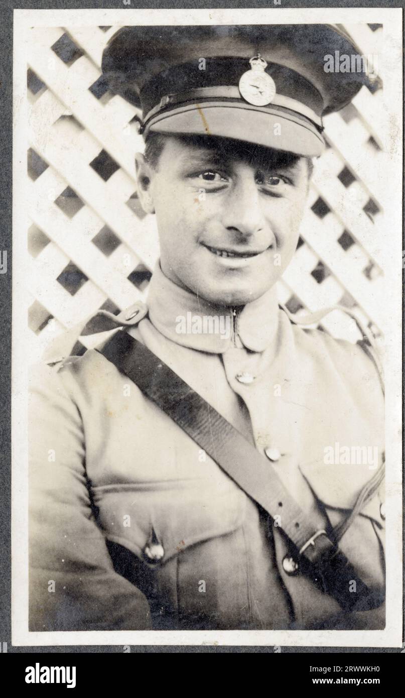 Close up head and shoulders portrait of a European police officer ...