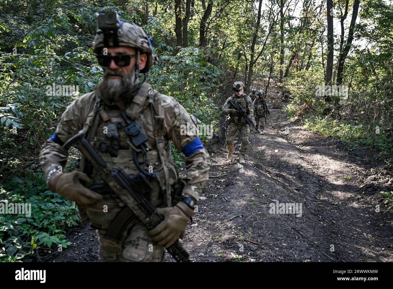 UKRAINE - SEPTEMBER 7, 2023 - Servicemen of a reconnaissance platoon of ...