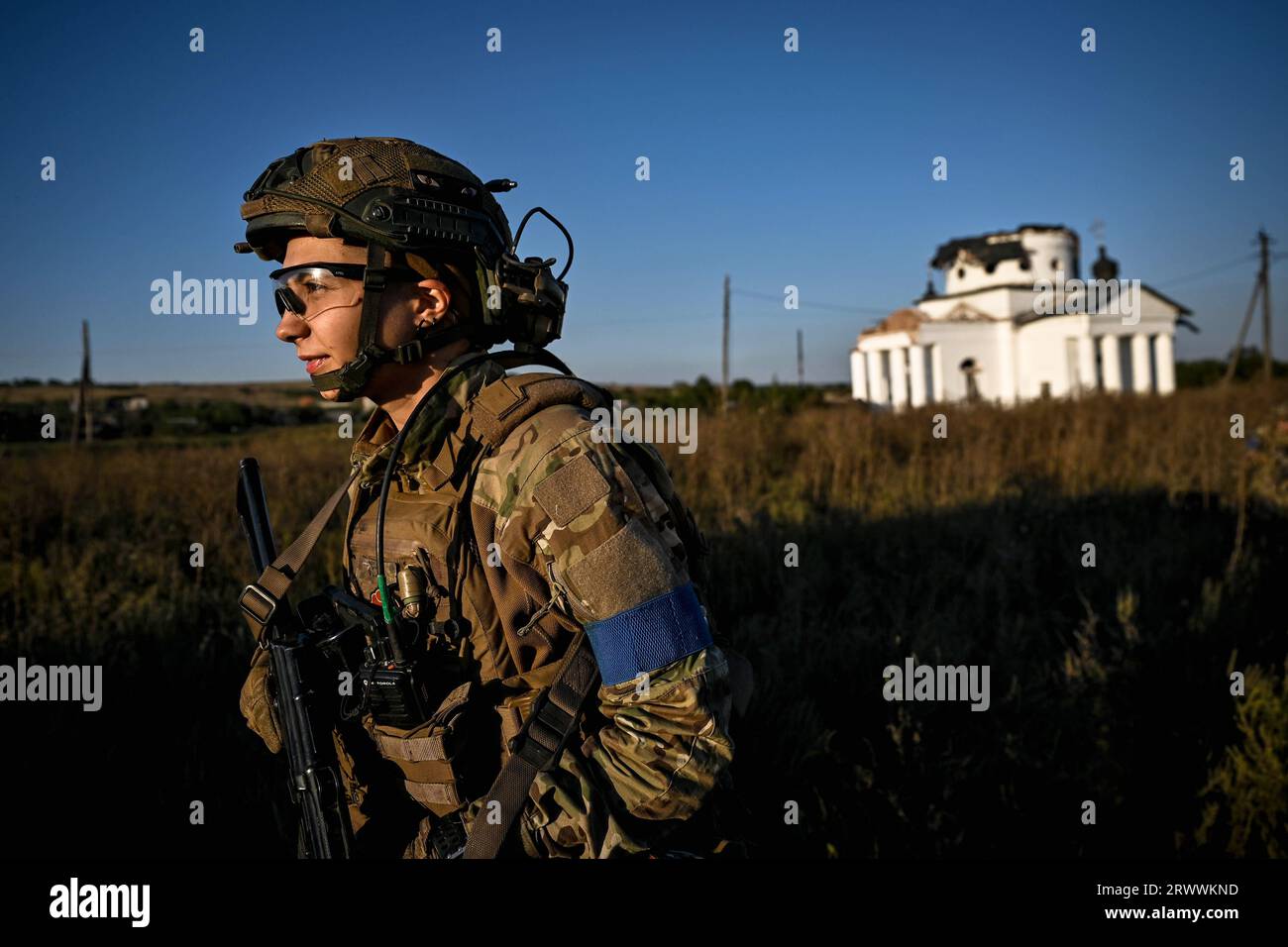 UKRAINE - SEPTEMBER 7, 2023 - A servicewoman of a reconnaissance ...