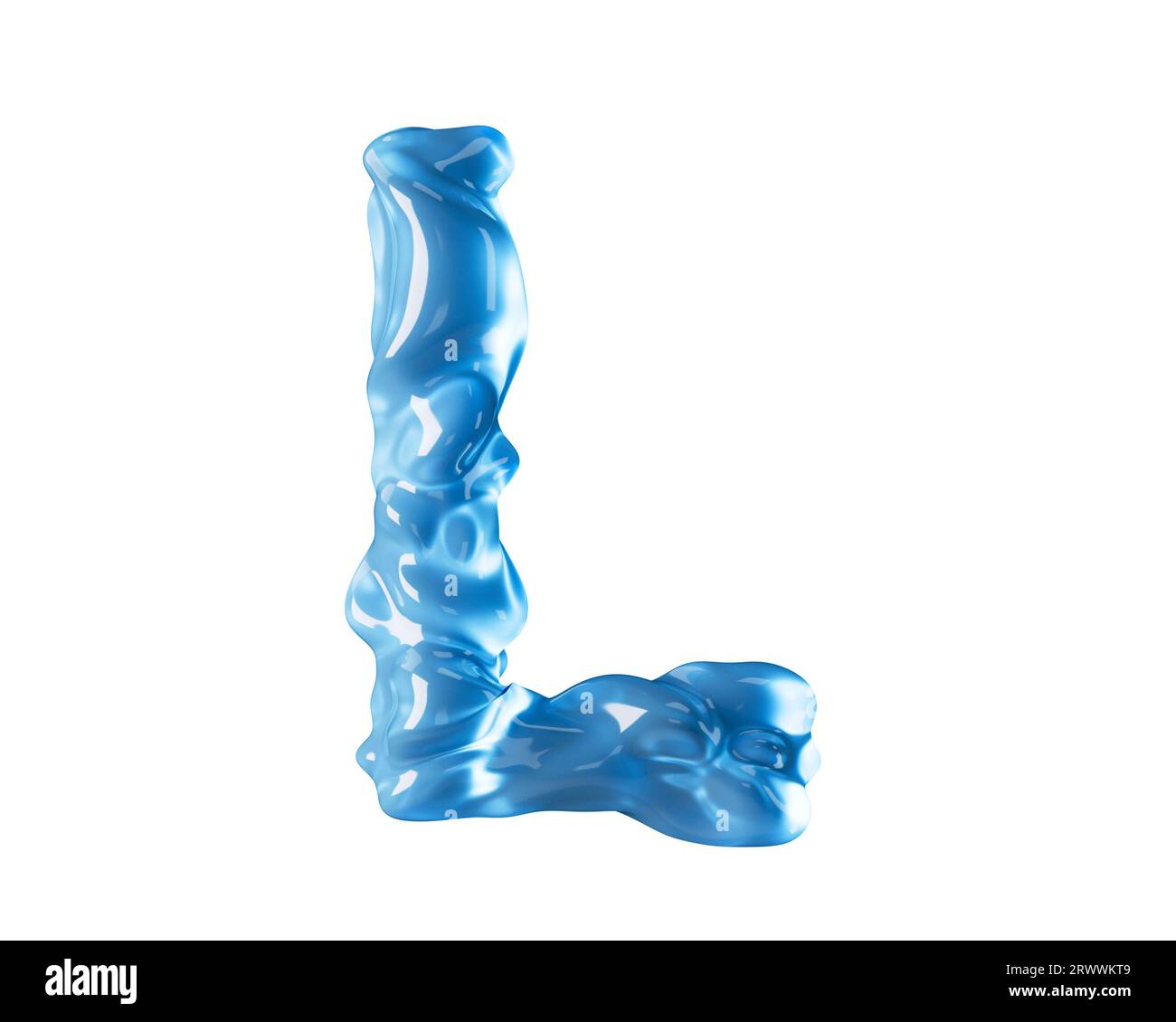 Letters made of blue water like wavy liquid. 3d illustration of red ...