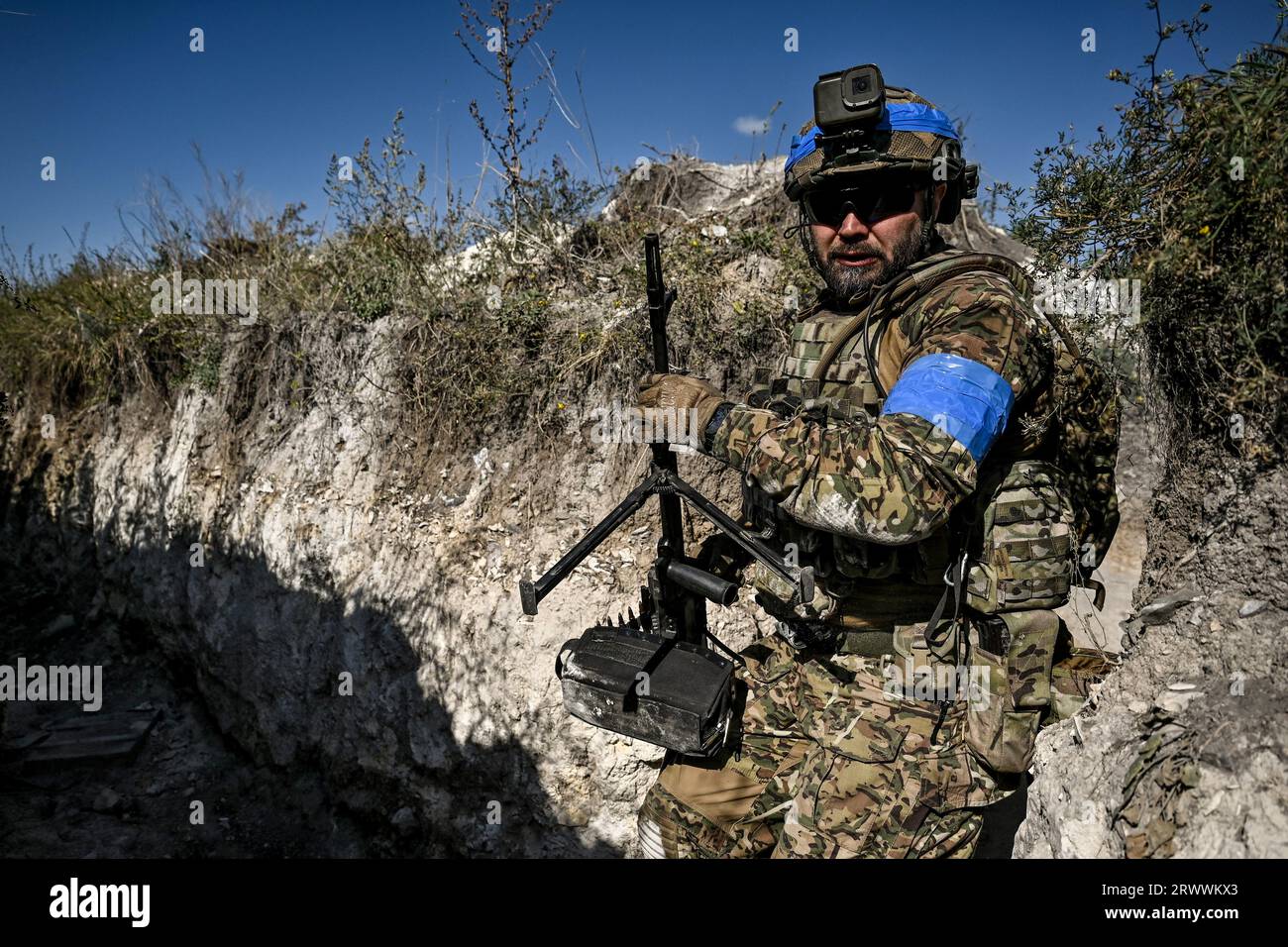 UKRAINE - SEPTEMBER 7, 2023 - A soldier of a reconnaissance platoon of ...