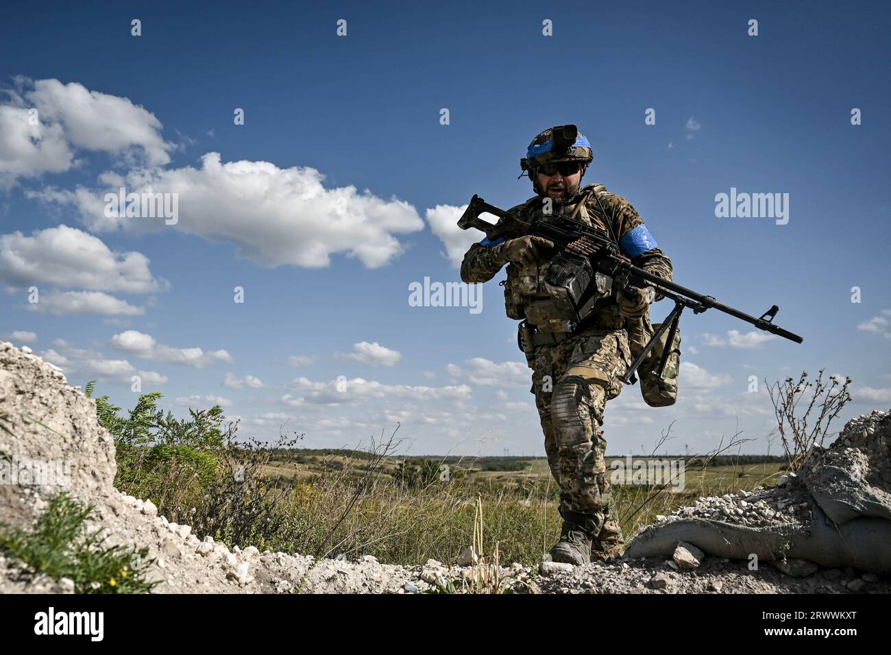UKRAINE - SEPTEMBER 7, 2023 - A soldier of a reconnaissance platoon of ...
