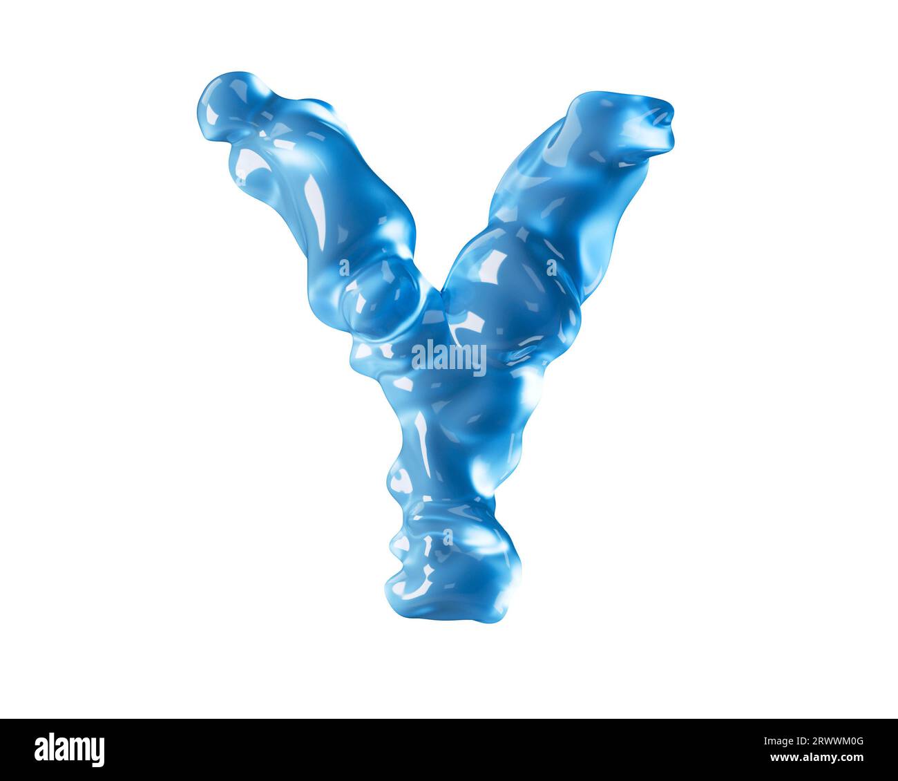 Letters made of blue water like wavy liquid. 3d illustration of red ...