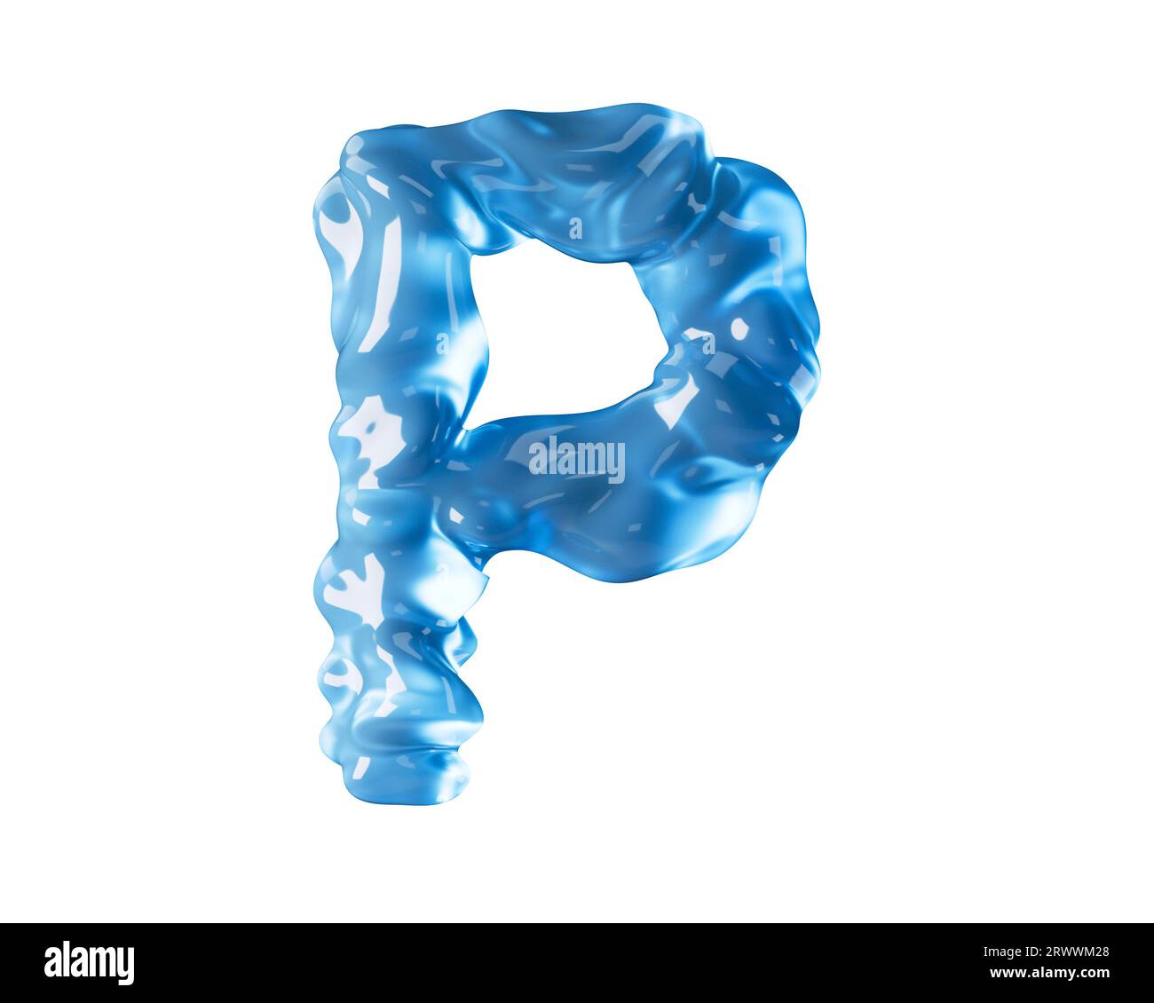 Letters made of blue water like wavy liquid. 3d illustration of red ...