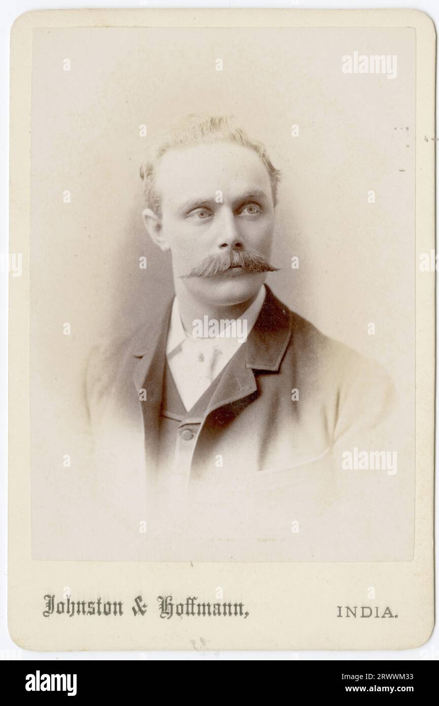 Mounted studio portrait of a European man with moustache. Photographers ...