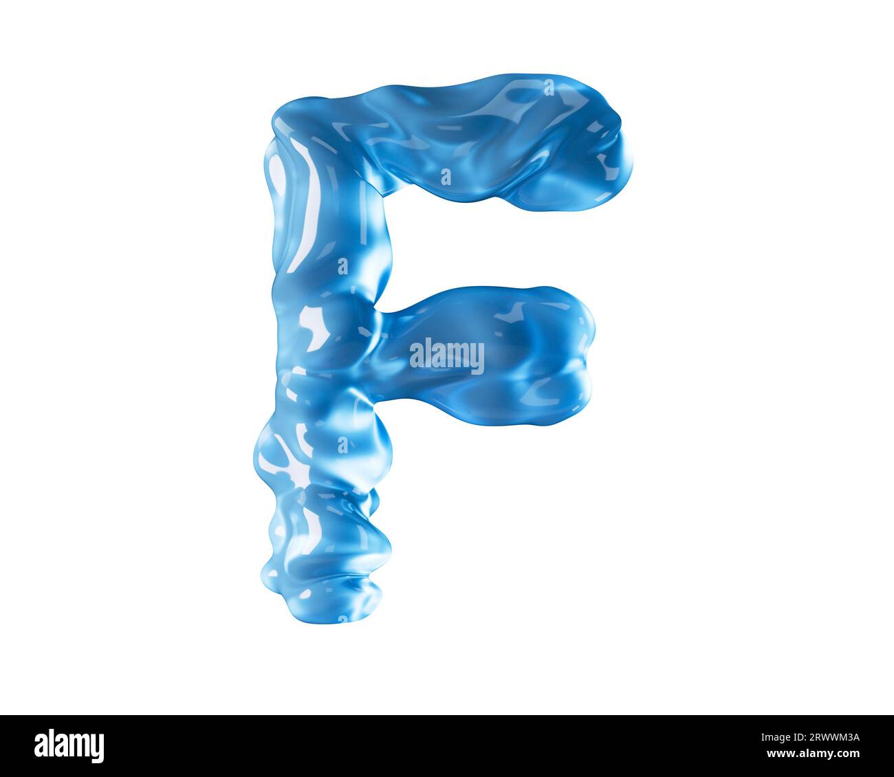Letters made of blue water like wavy liquid. 3d illustration of red ...