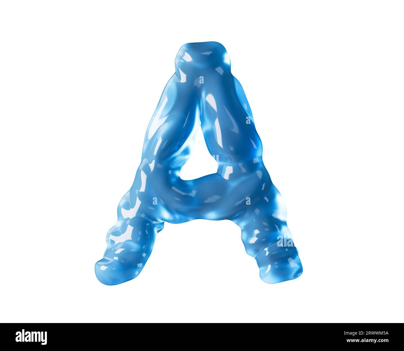 Letters made of blue water like wavy liquid. 3d illustration of red ...