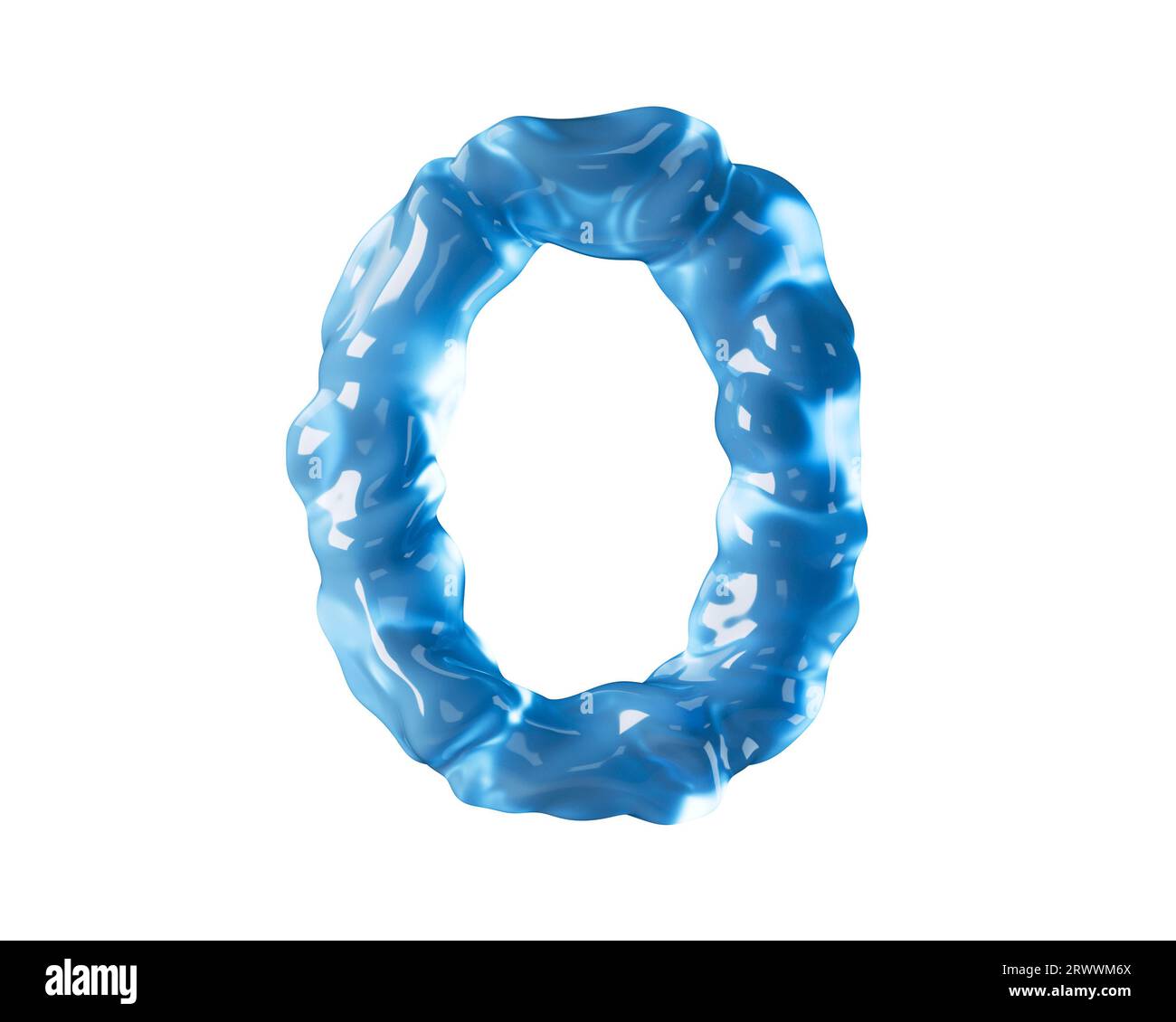 Letters made of blue water like wavy liquid. 3d illustration of red ...