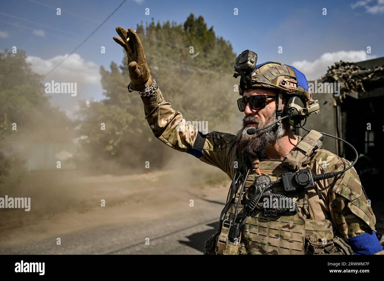 UKRAINE - SEPTEMBER 7, 2023 - A soldier of a reconnaissance platoon of ...