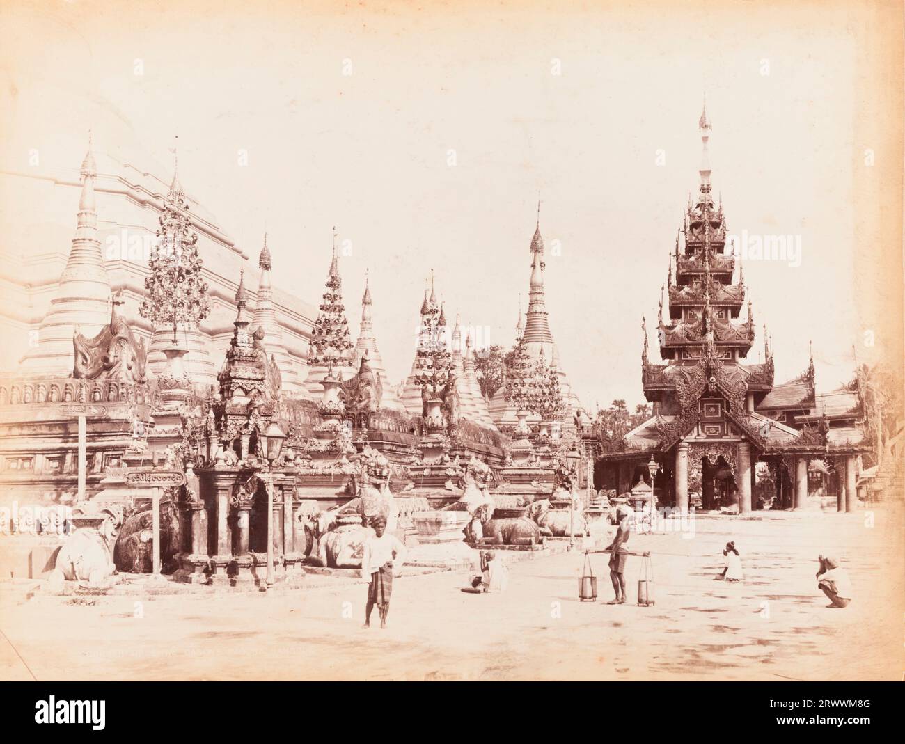View of Shwedagon Zedi Daw known as the Great Dragon Pagoda or Golden ...