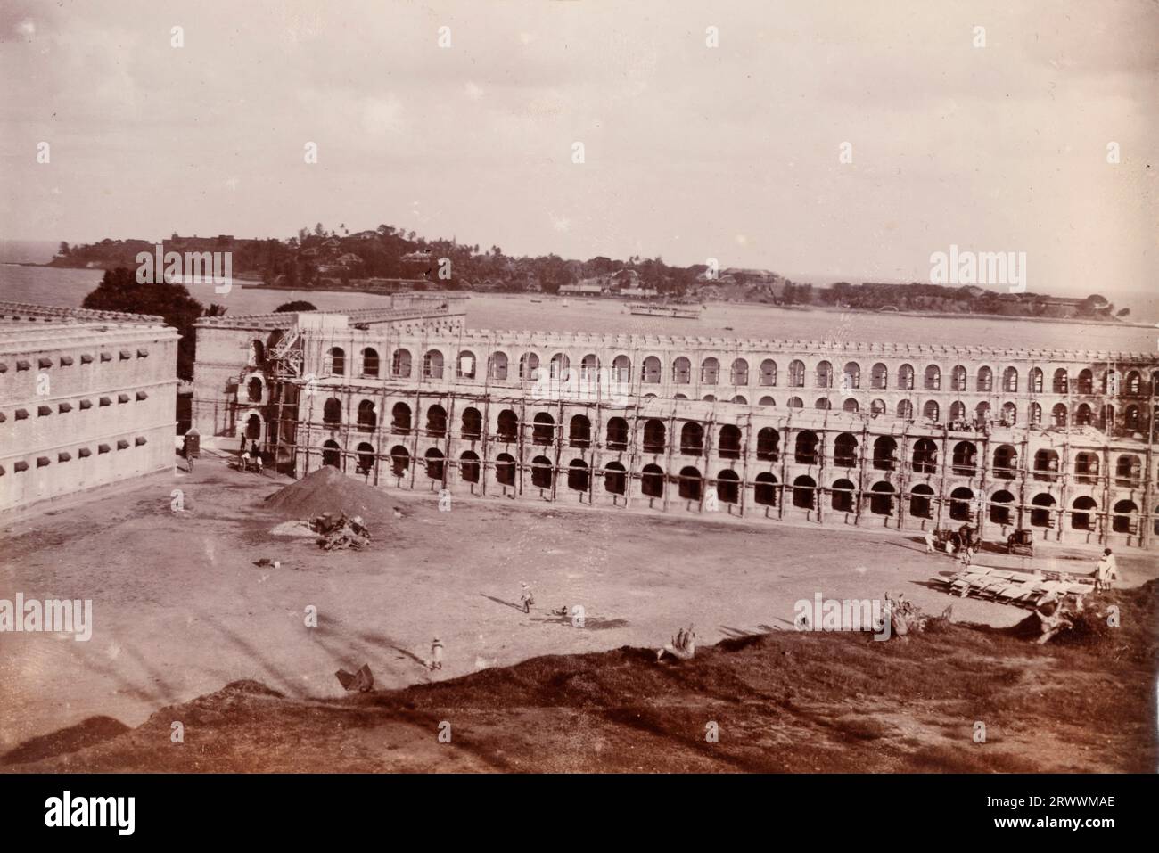 View overlooking the construction of the two-storey Cellular Jail ...