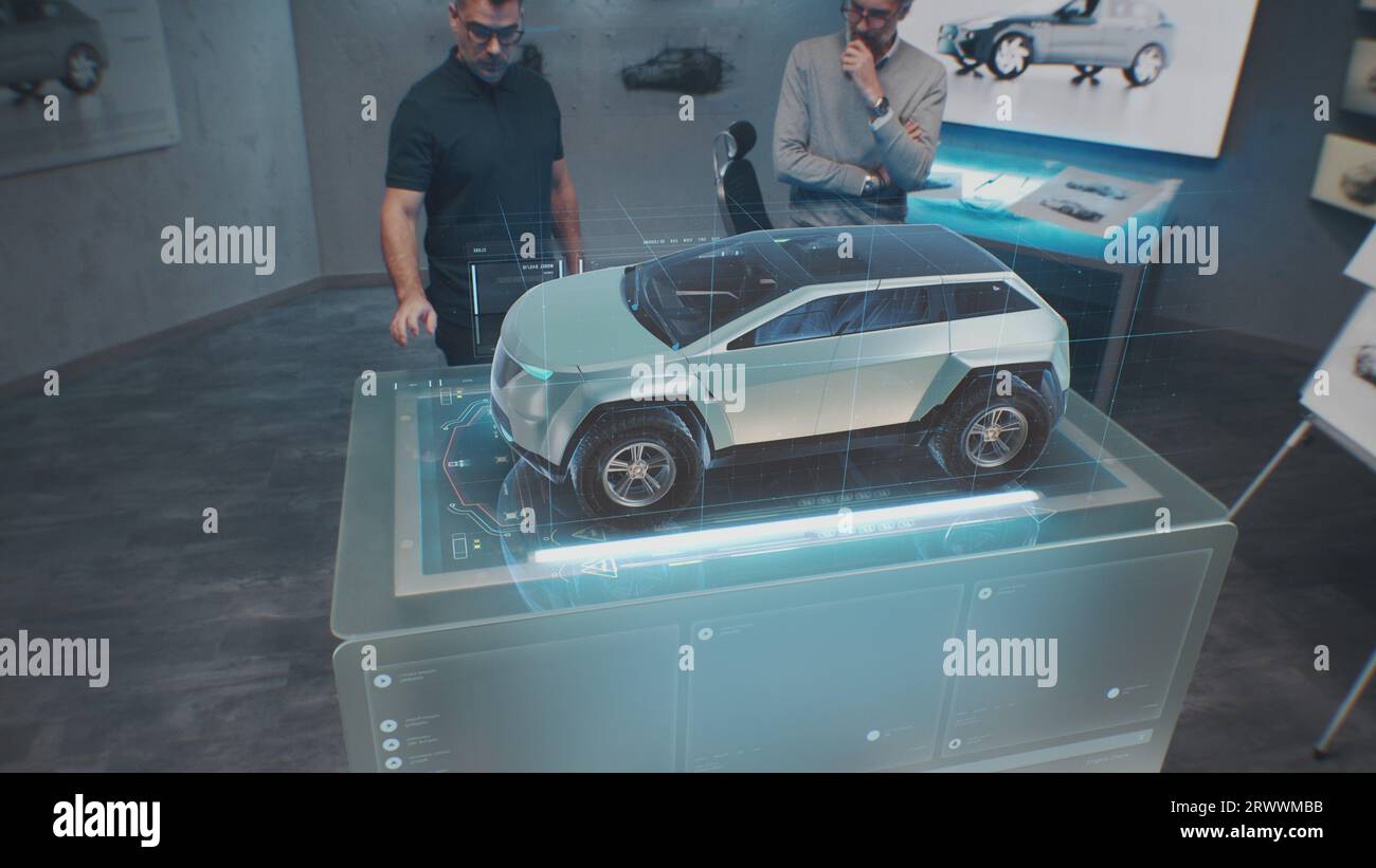Two male automotive designers create body of new electric car using ...