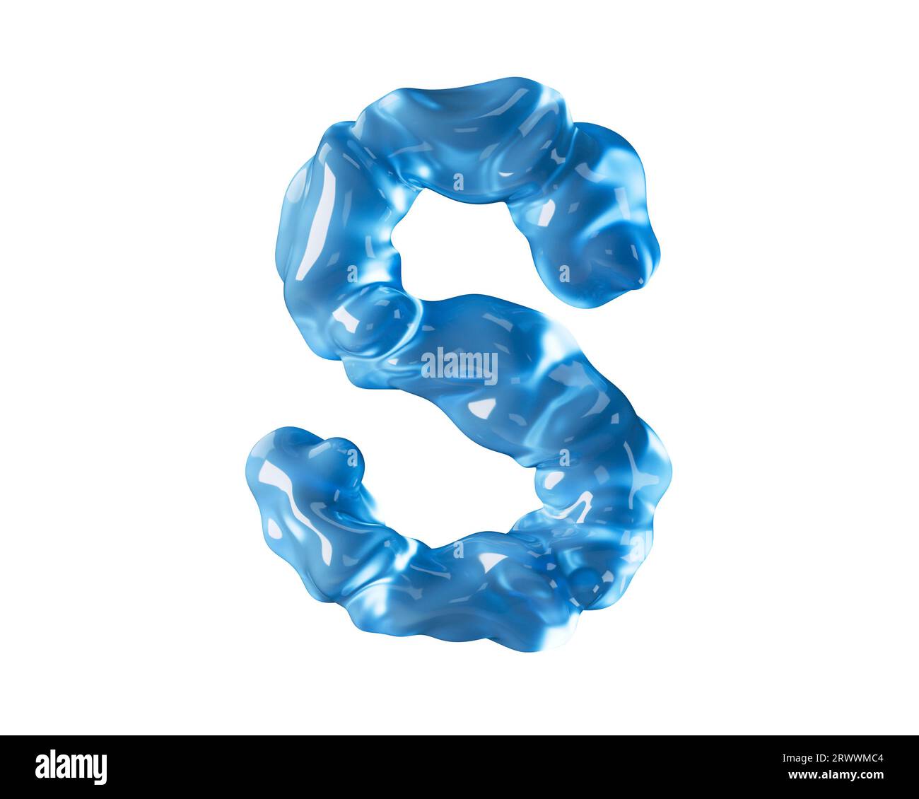 Letters made of blue water like wavy liquid. 3d illustration of red ...