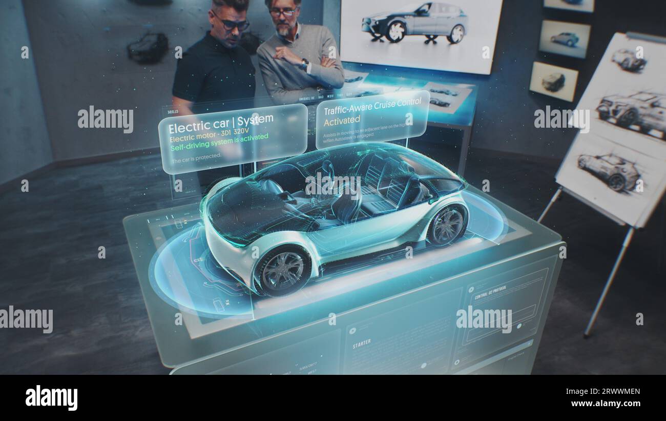 Two male automotive engineers develop new eco-friendly electric car ...