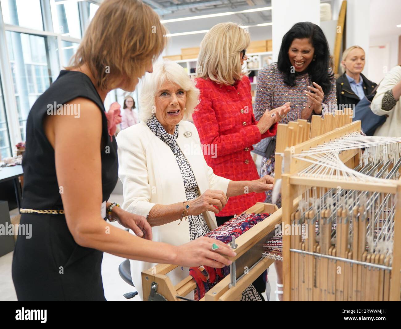 Queen Camilla, watched by Brigitte Macron (second right), and Global ...