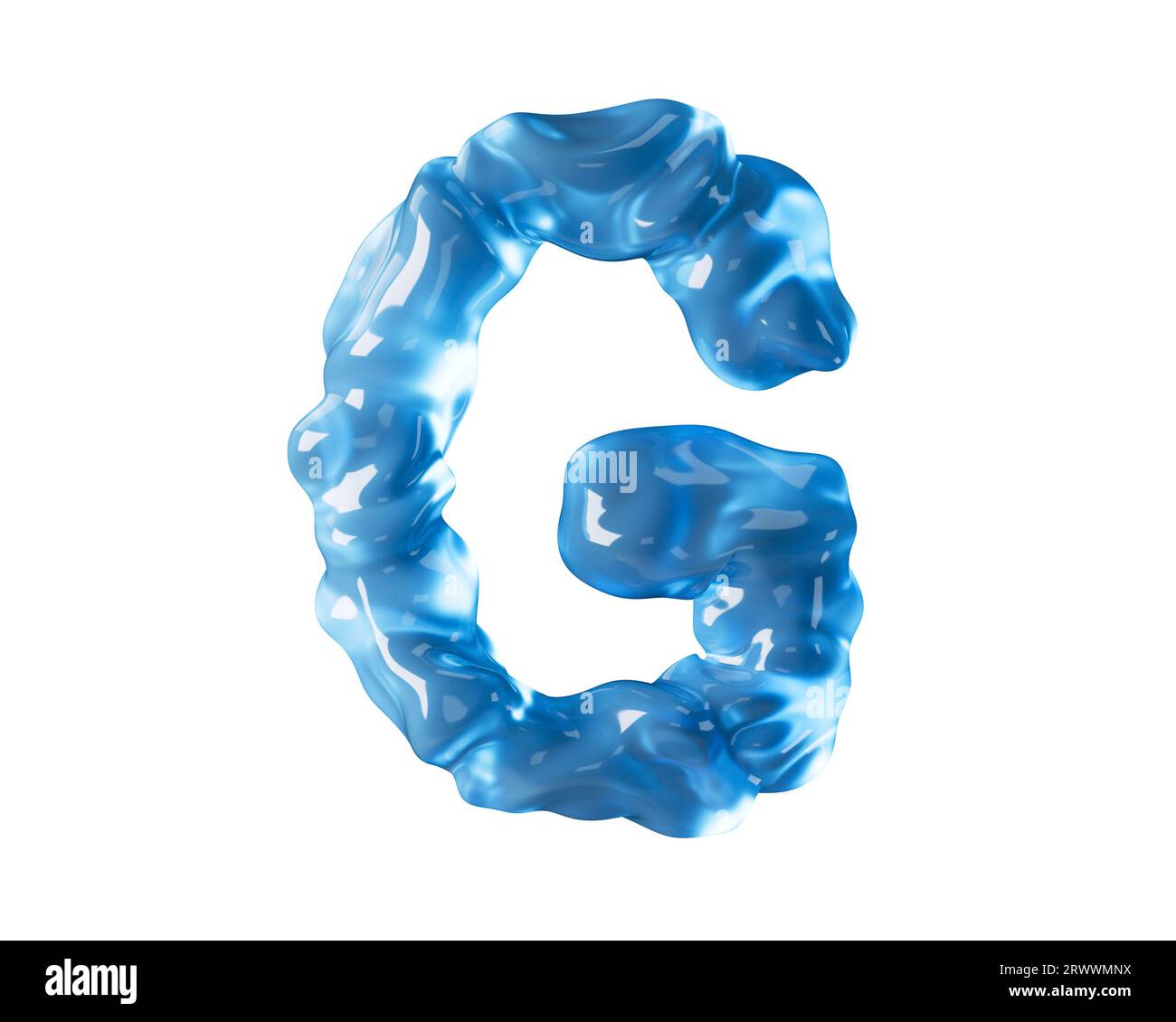 Letters made of blue water like wavy liquid. 3d illustration of red ...
