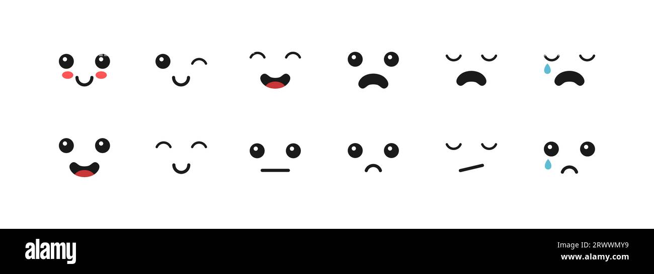 Cute happy and sad emoji emotions - design element for your object ...