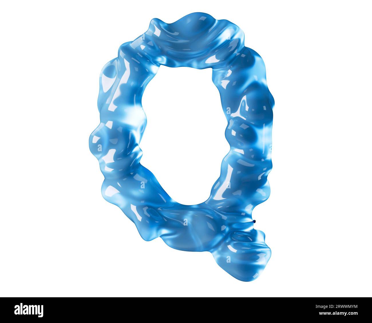 Letters made of blue water like wavy liquid. 3d illustration of red ...