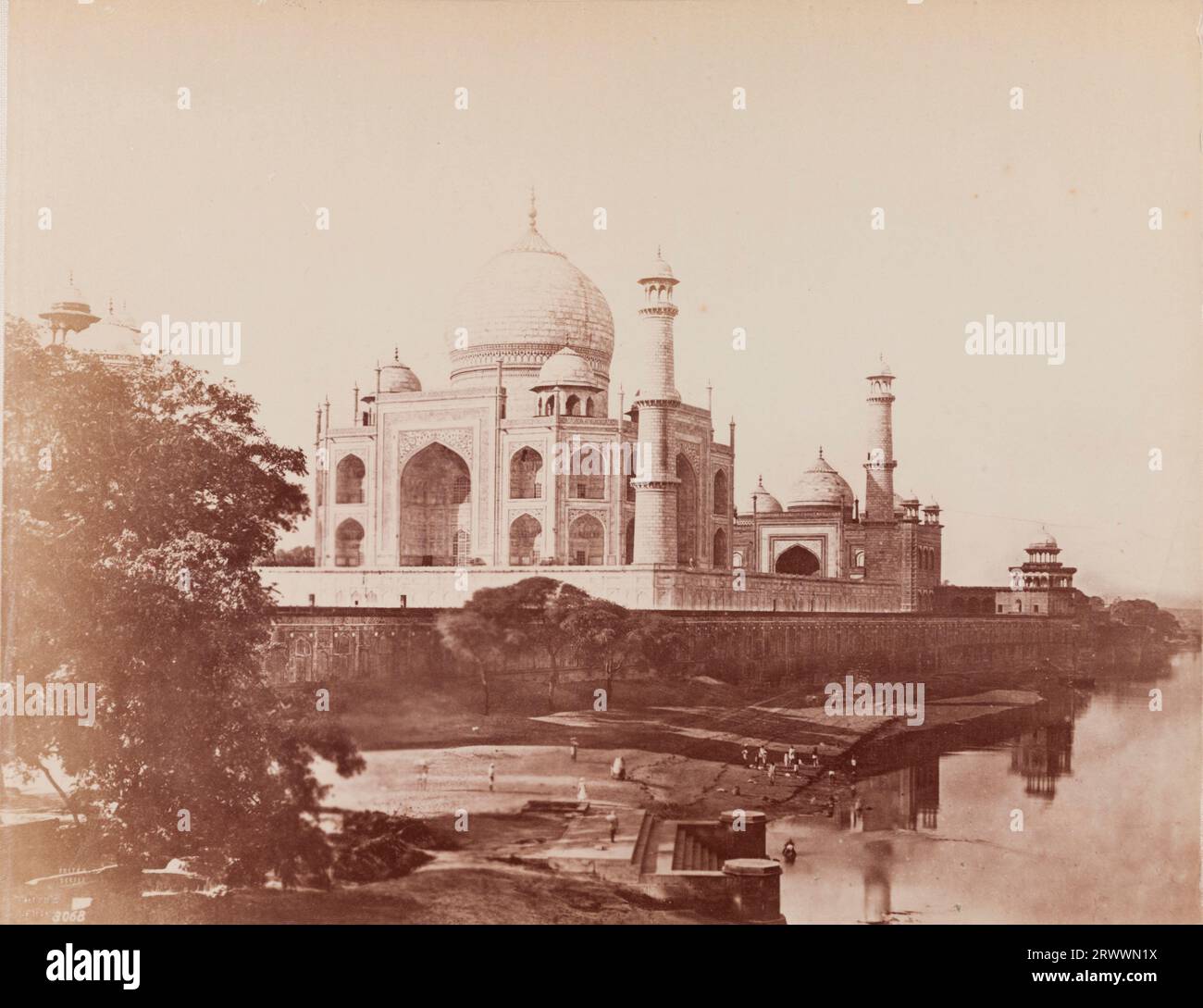 View of the Taj Mahal as seen from the banks of the Yamuna River ...