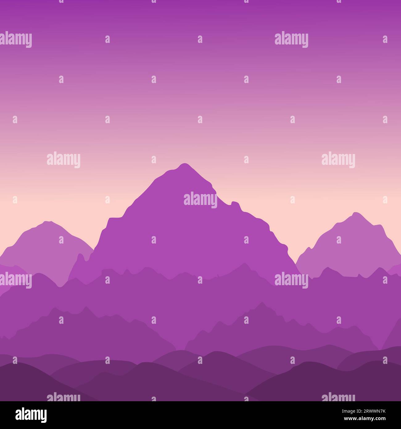 Mountain sunrise. Vector landscape. Beautiful California mountain ...