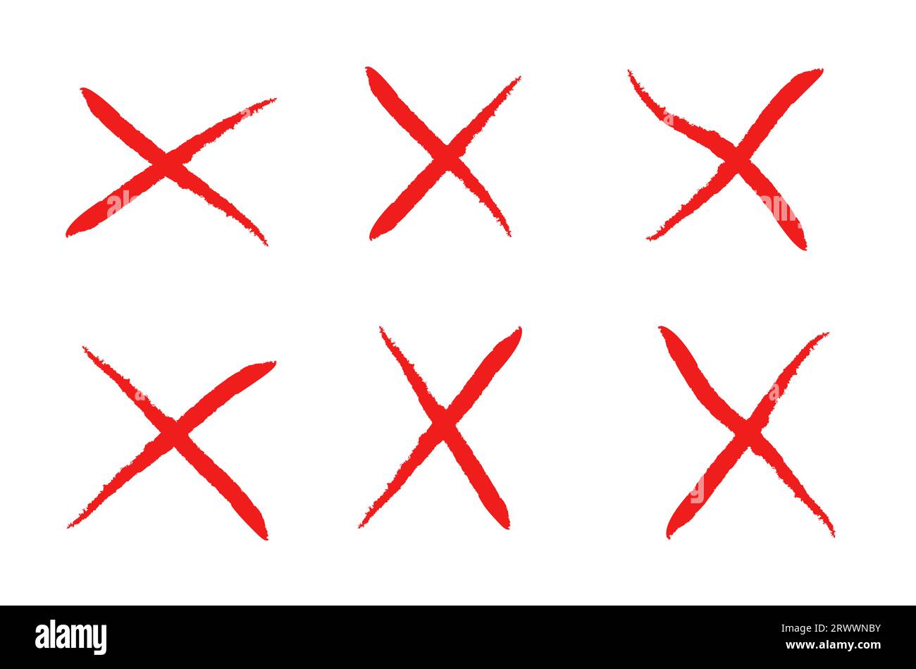 Grunge paint red X mark collection. Crossed X symbol vector ...