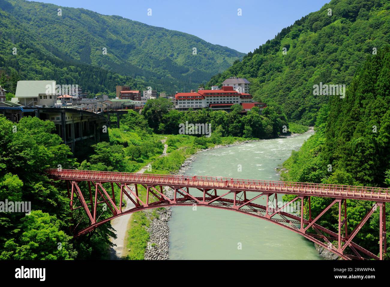 Yamahiko Bridge, Unazuki Station and Kurobe River Toyama, Japan Stock Photo - Alamy