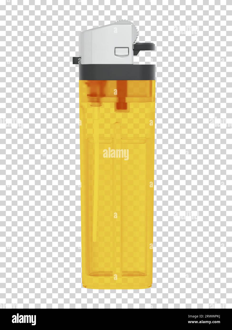 Plastic transparent classic lighter. Vector illustration on checkered ...