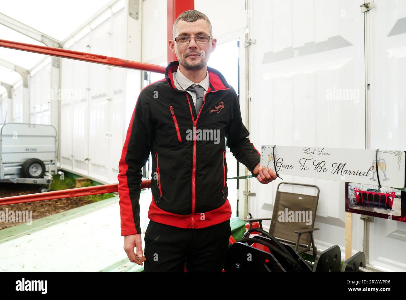 Agri-inventor Colm Doran hangs a 'Back Soon - Gone To Be Married' sign ...