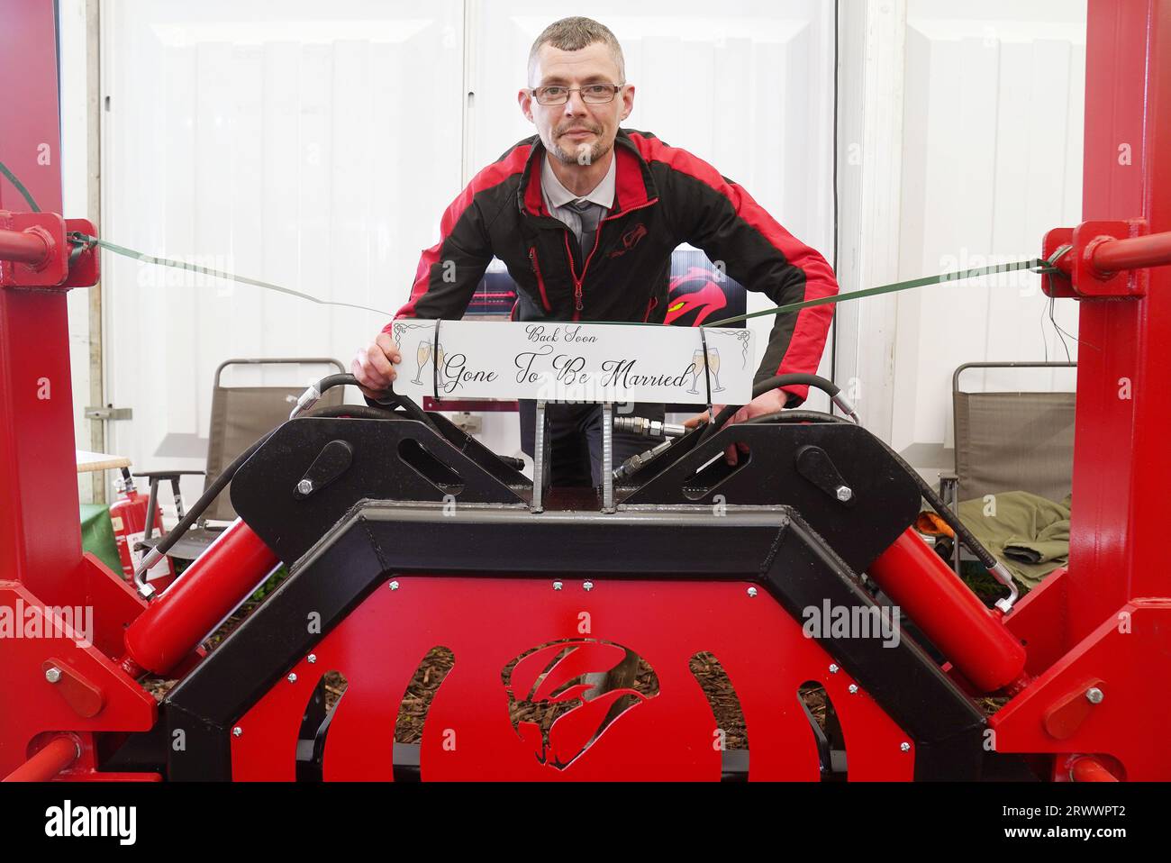 Agri-inventor Colm Doran hangs a 'Back Soon - Gone To Be Married' sign ...