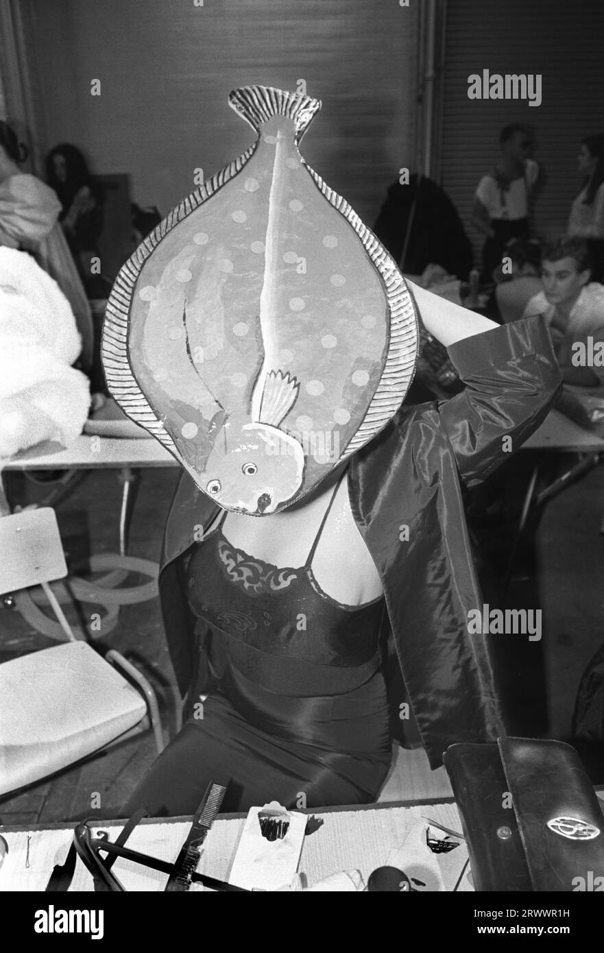 1980s UK. Young adult contestant at the Alternative Miss World beauty ...