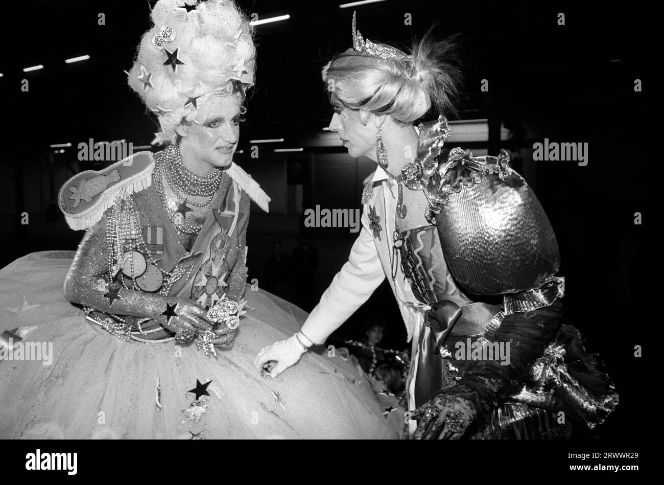 Andrew Logan dressed as half man half woman, artist and organiser of ...