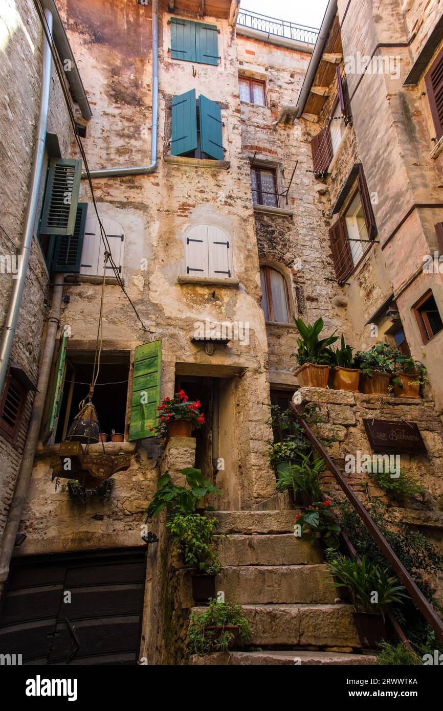 Historic buildings in the old centre of the medieval coastal town of ...