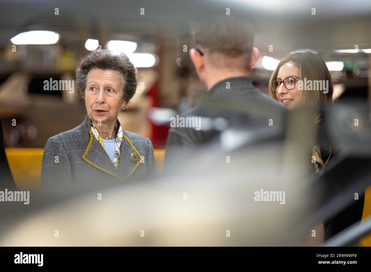 EDITORIAL USE ONLY The Princess Royal meets employees during a tour of ...