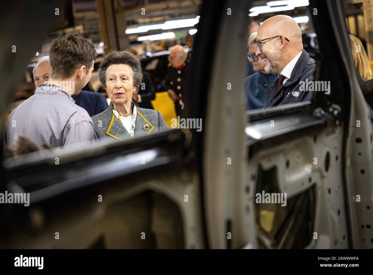 EDITORIAL USE ONLY The Princess Royal meets employees during a tour of ...