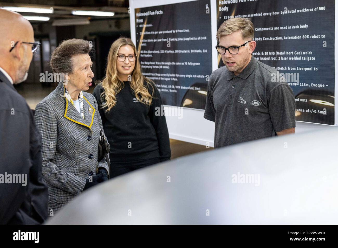 EDITORIAL USE ONLY The Princess Royal meets employees during a tour of ...