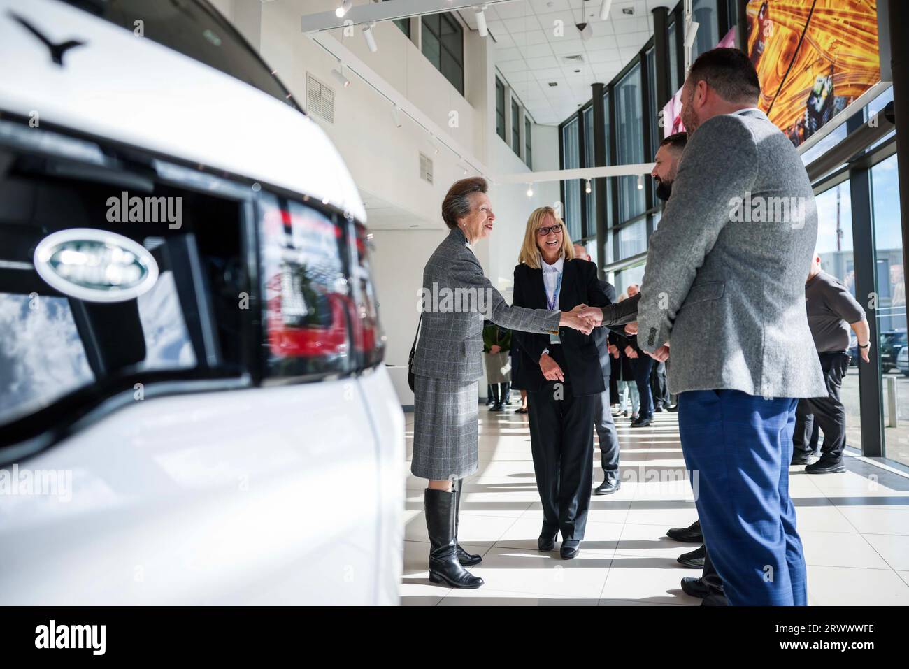 EDITORIAL USE ONLY The Princess Royal meets employees during a tour of ...