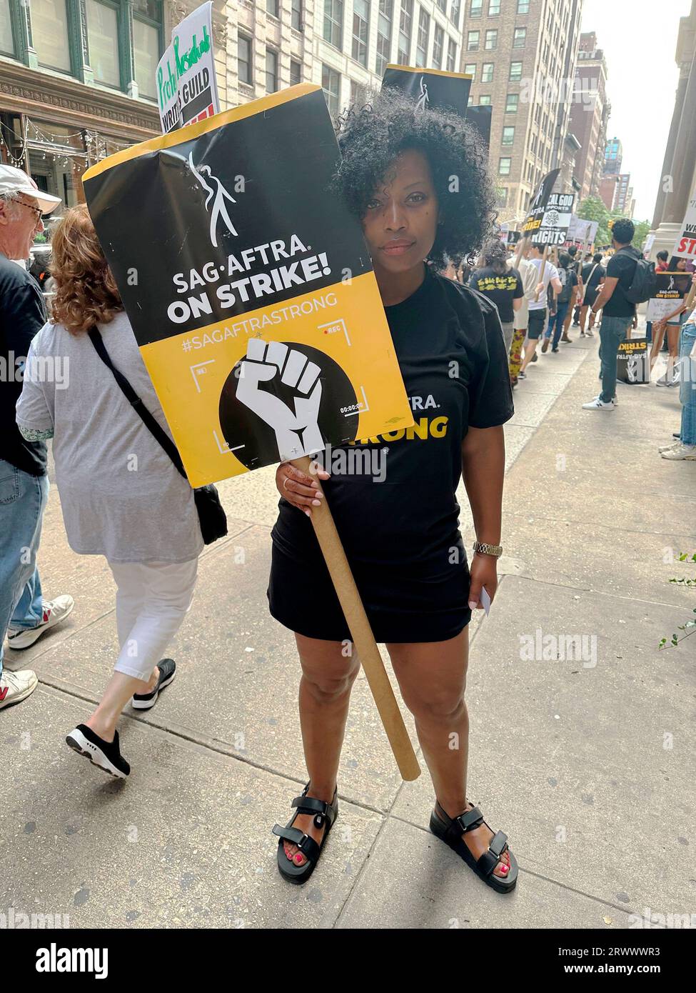 Actor Bethany Layla Johnson appears on a New York City picket line on ...