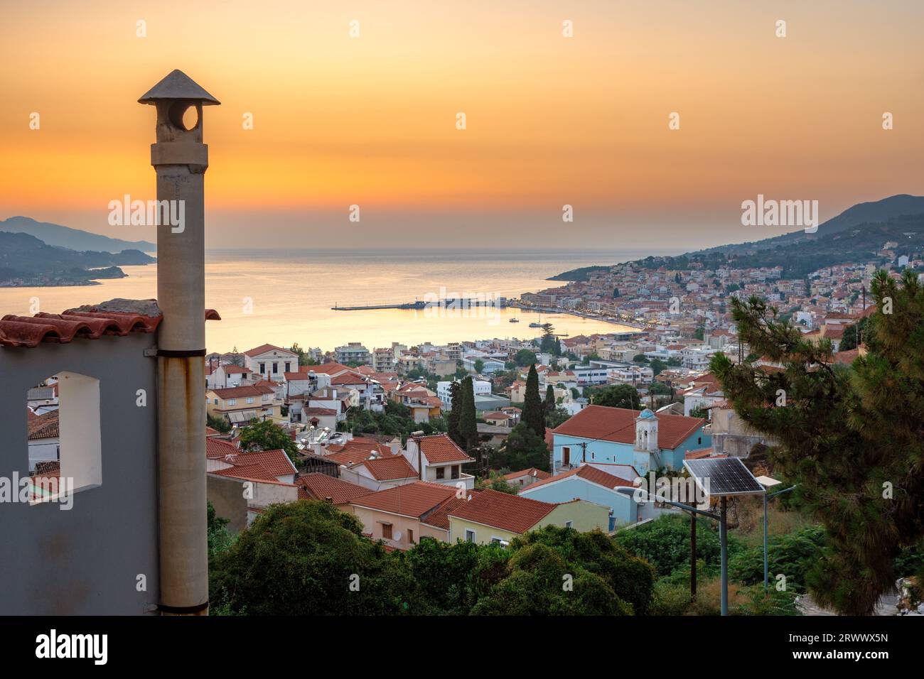 View of Vathi the capital of Samos island, Greece Stock Photo - Alamy