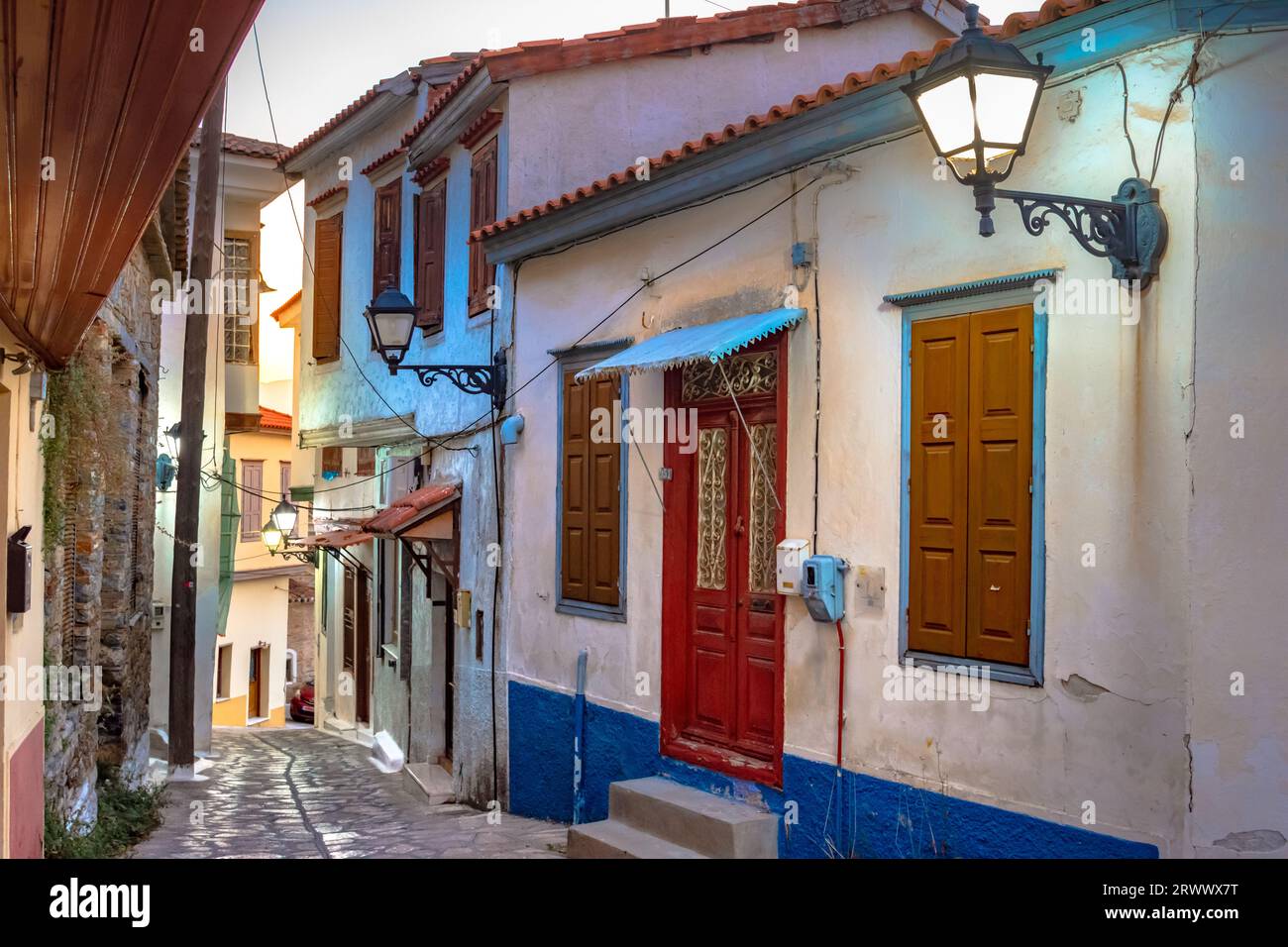 Old street of samos town hi-res stock photography and images - Alamy