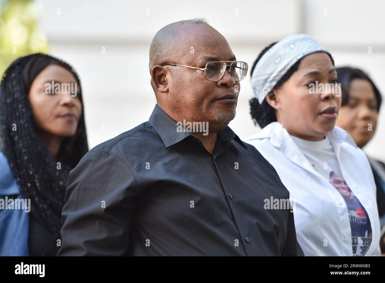 London, England, UK. 21st Sep, 2023. PROSPER KABA, the father of Chris Kaba, along with his ...