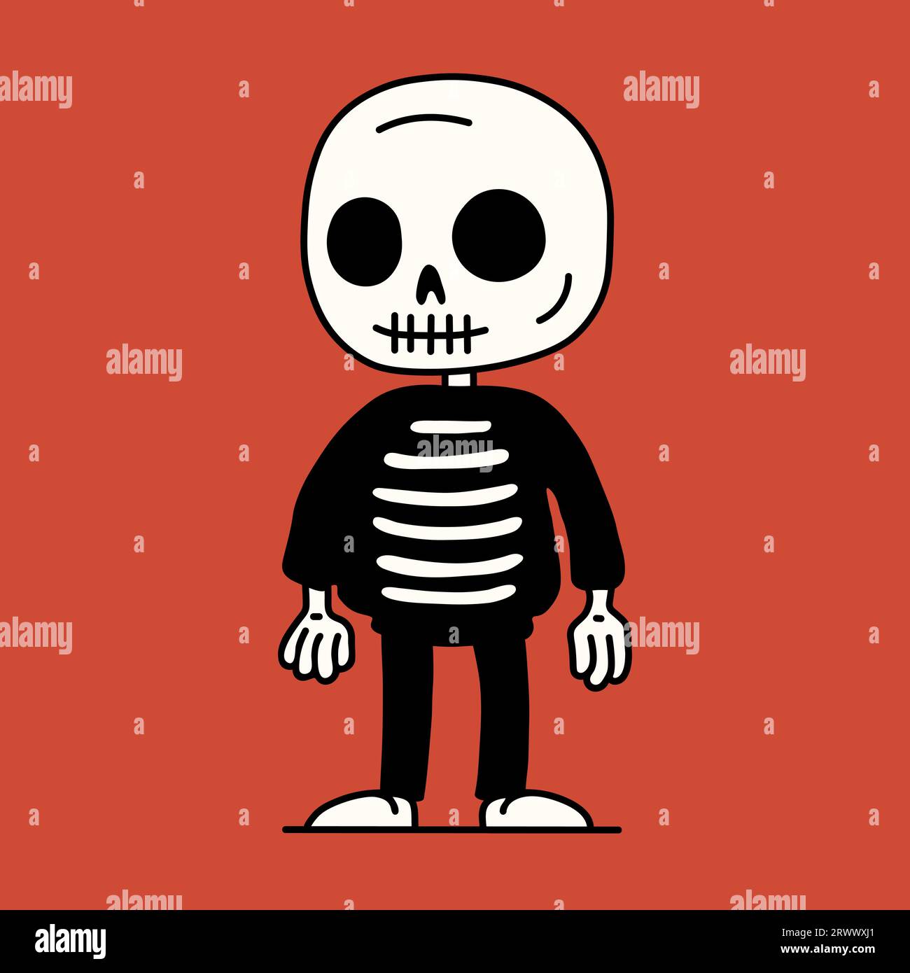 Cartoon halloween skeleton character. Cute human skeleton bones costume ...