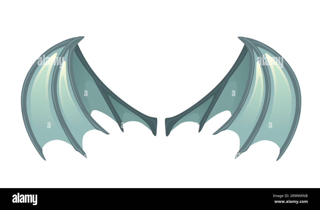 Magic scary demon bat wings cartoon style vector illustration isolated ...