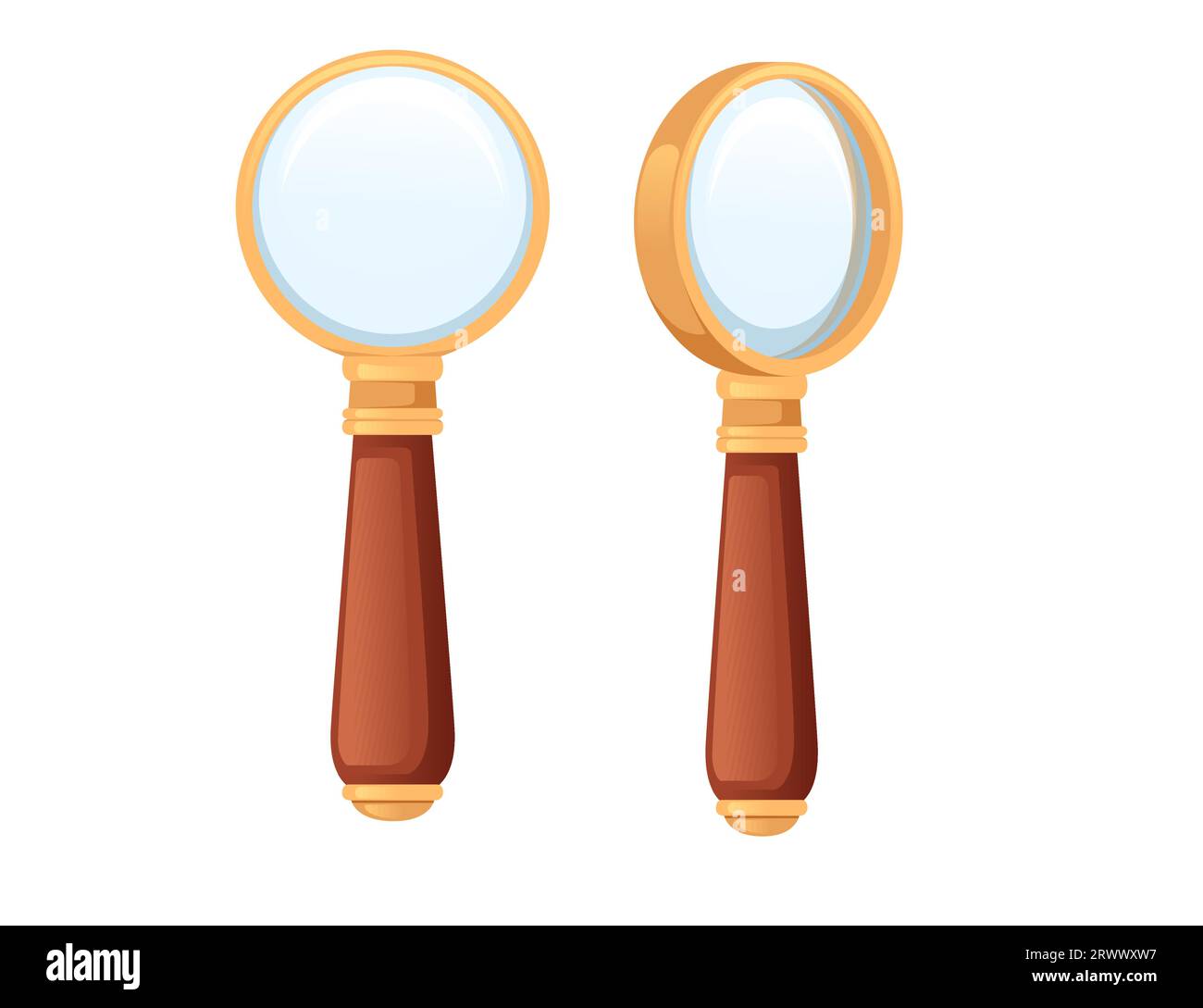 Magnifying glass with wooden handle vector illustration isolated on ...